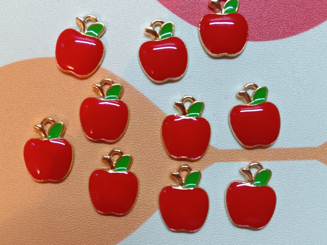 10 Apple Charms Pendents : Jewelry Making Findings Back to School ...