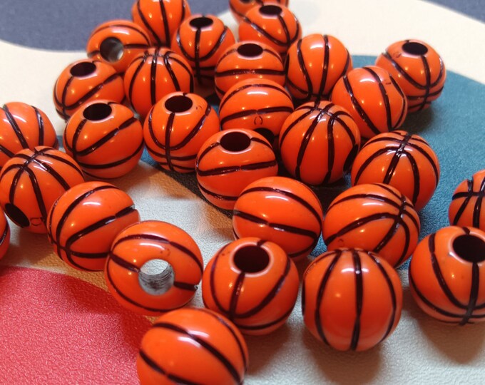 30 Acrylic Basketball Beads - Sports : DIY Jewelry Supplies #117 - Etsy