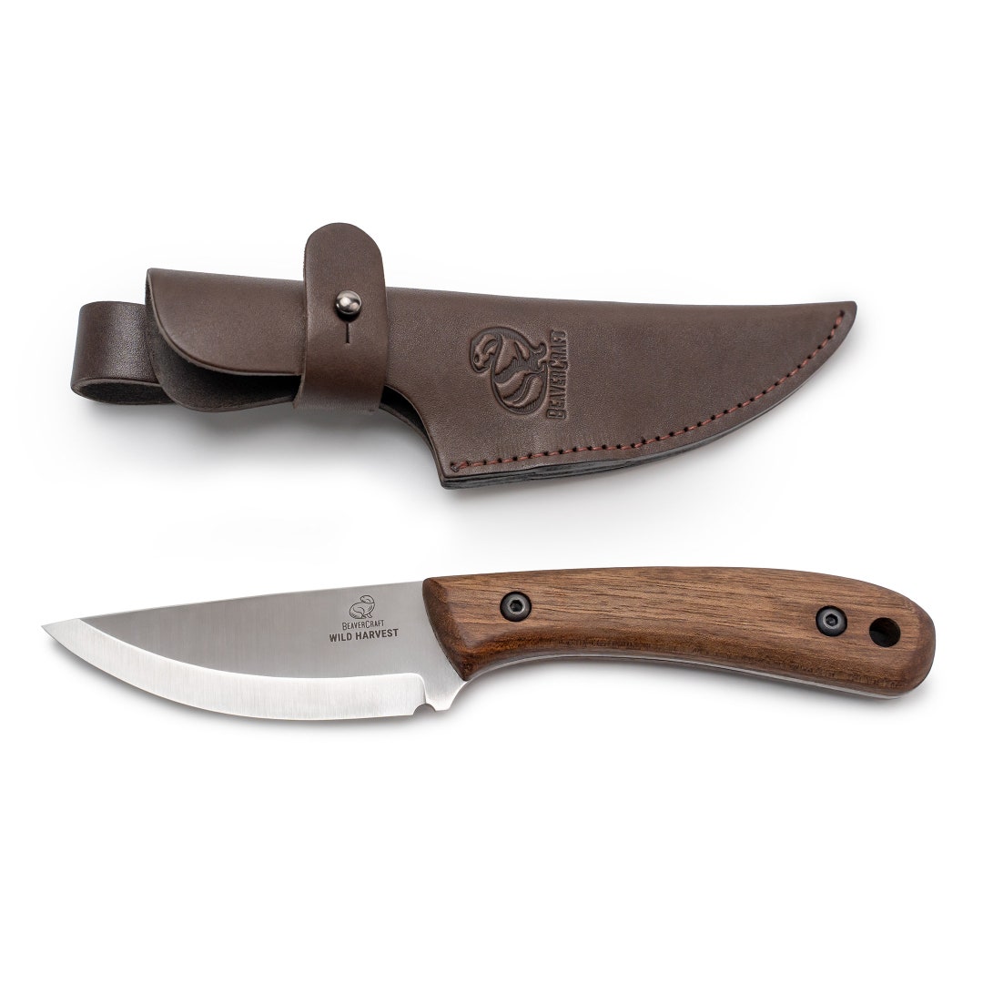 Carbon Steel Bushcraft Knife Walnut Handle With Leather Sheath ...