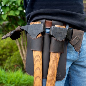 Beavercraft AX1 Axe + AX2 Adze + S-AX1/AX2 Leather Dual-tool Holder Set ...
