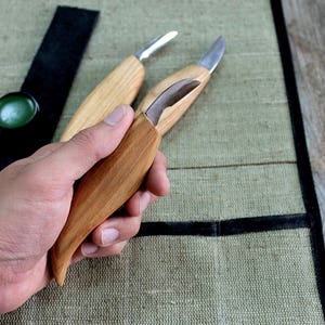 Chip Carving Knives Set Woodcarving Tools 3 Basic Knives Leather Strop ...
