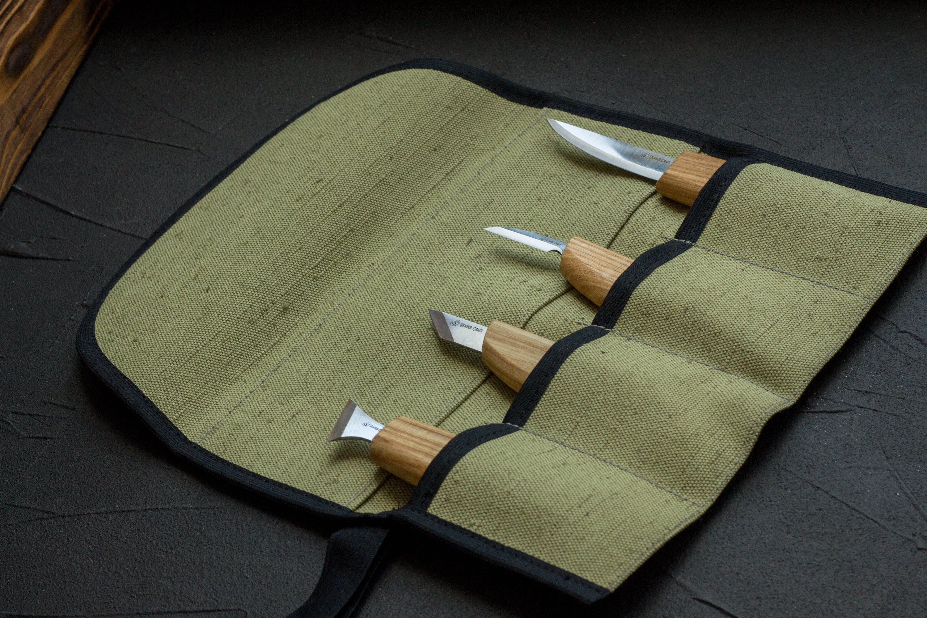 Set of Woodcarving Whittling Knives With a Tool Roll | Etsy