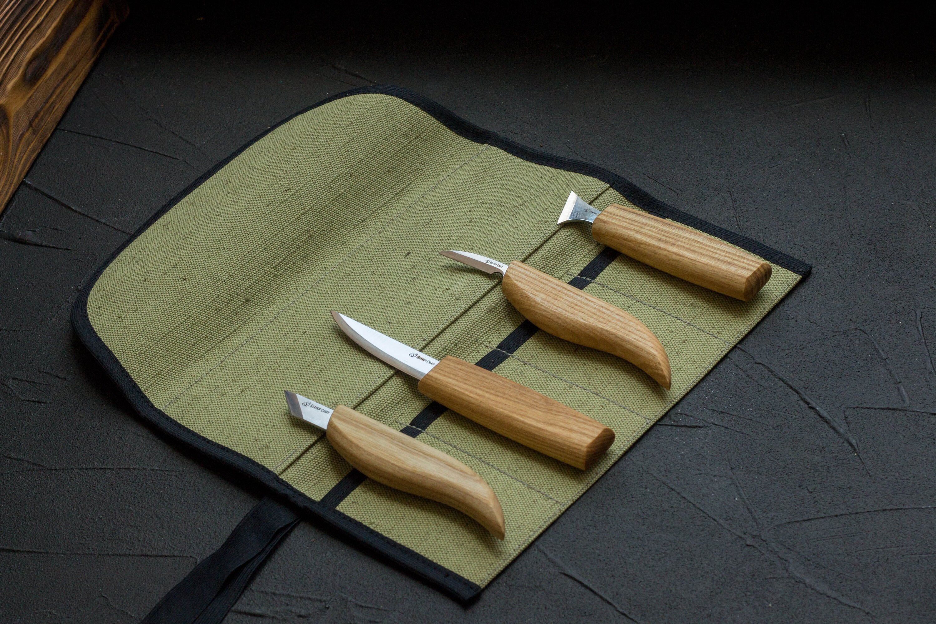 Set of Woodcarving Whittling Knives With a Tool Roll | Etsy