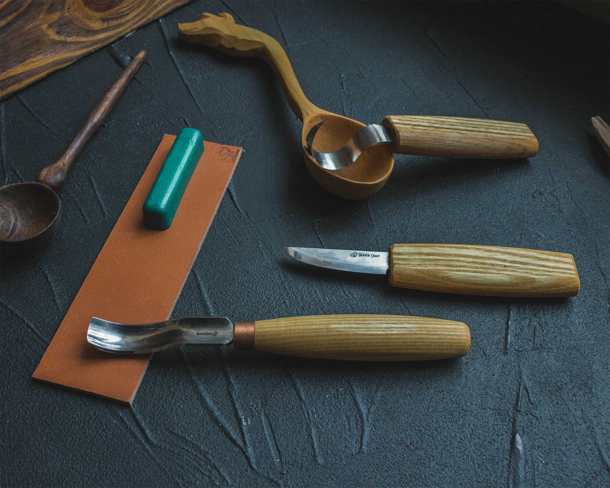 Spoon and Kuksa Carving Professional Set With Knives and Strop - Etsy