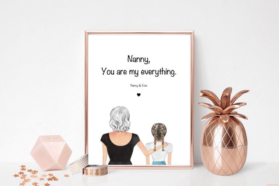 Nanny and Granddaughter/grandson Print - Customisable - Portrait Print ...