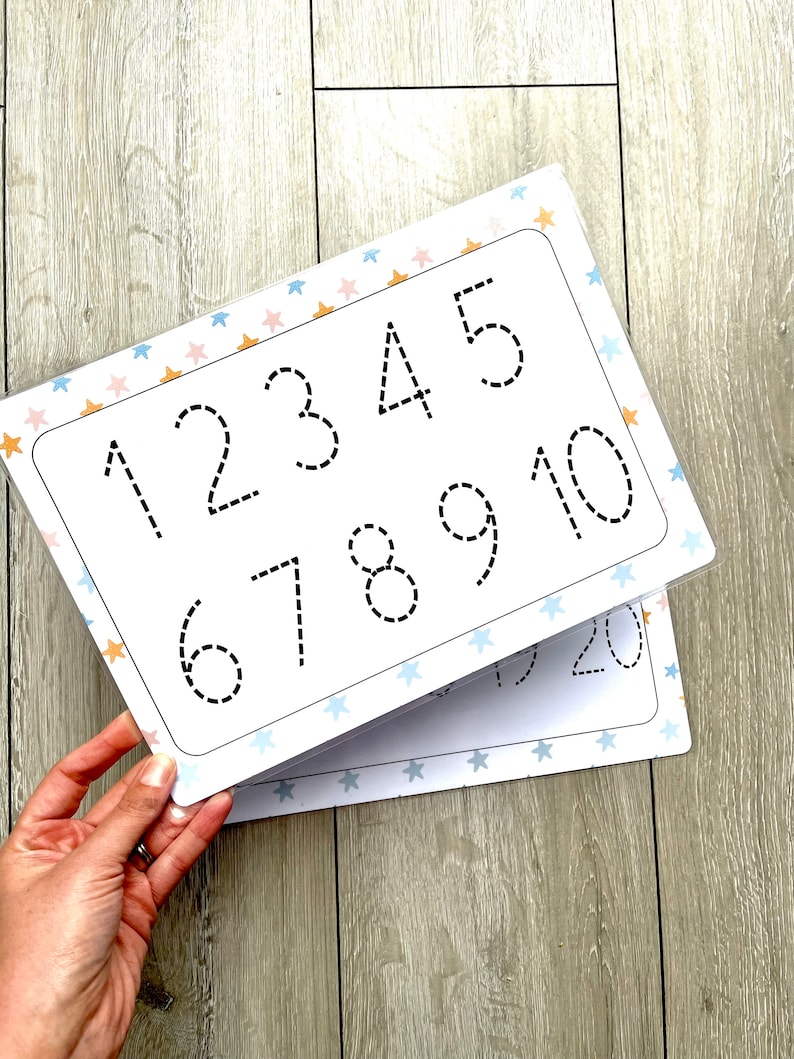 Number Tracing Worksheet: Laminated, Wipeable, Numbers 1-20 - Etsy