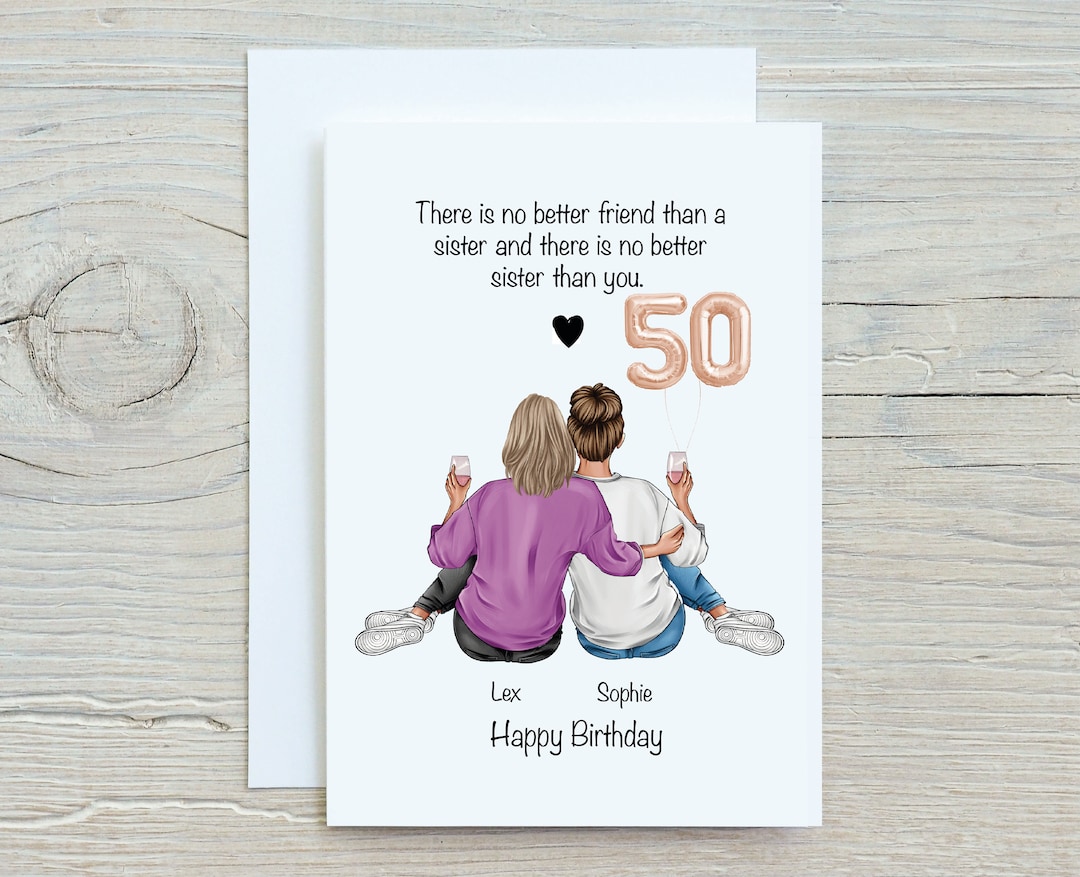 Sister 50th Birthday Card Birthday T Birthday Card Sister Birthday
