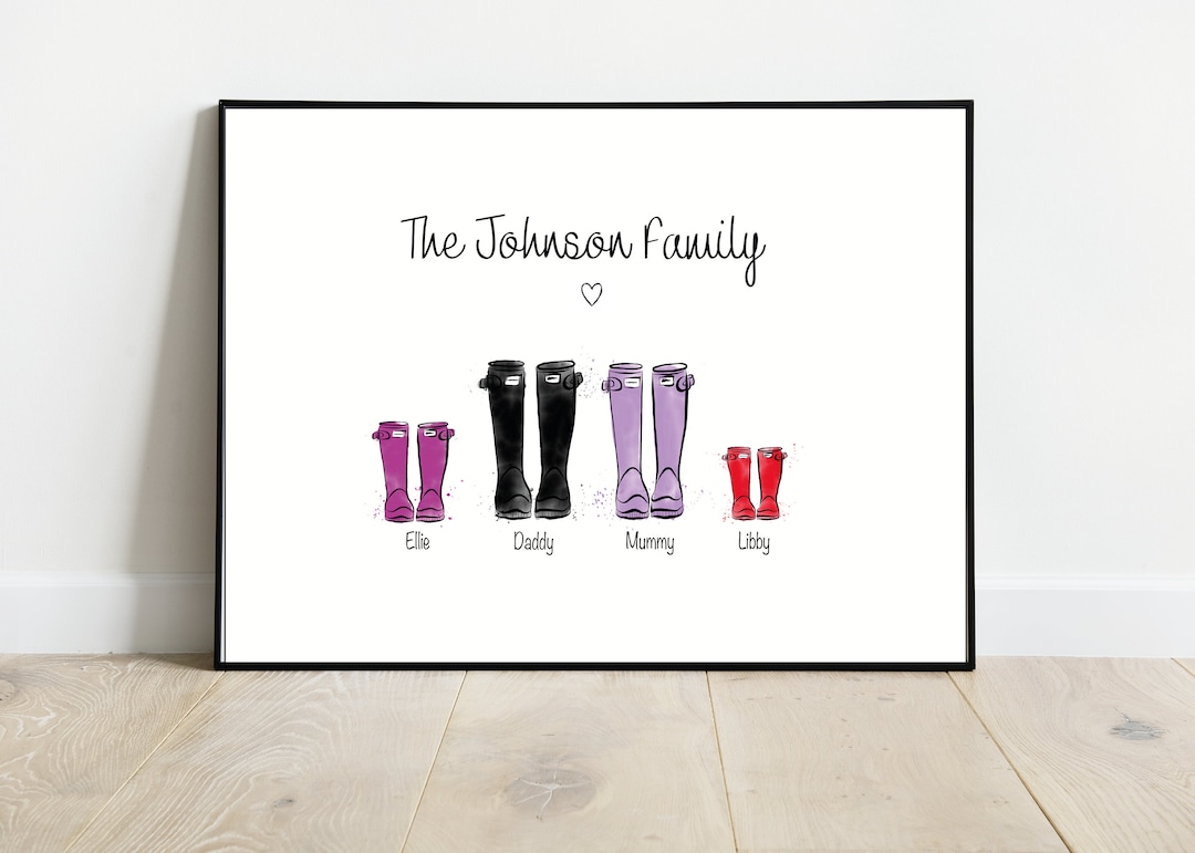 Personalised Family Wellies Print, Custom Family Portrait, New Home ...