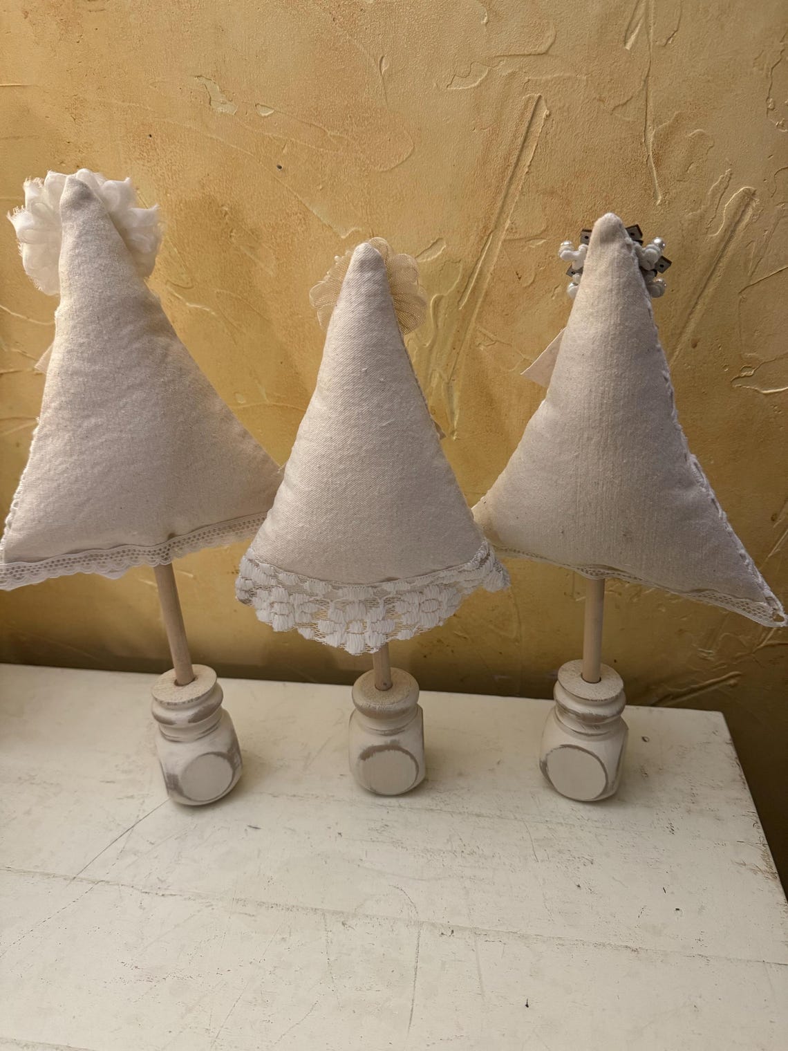 Fabric Christmas Trees Set of 3 White Eyelet & Lace Trees - Etsy