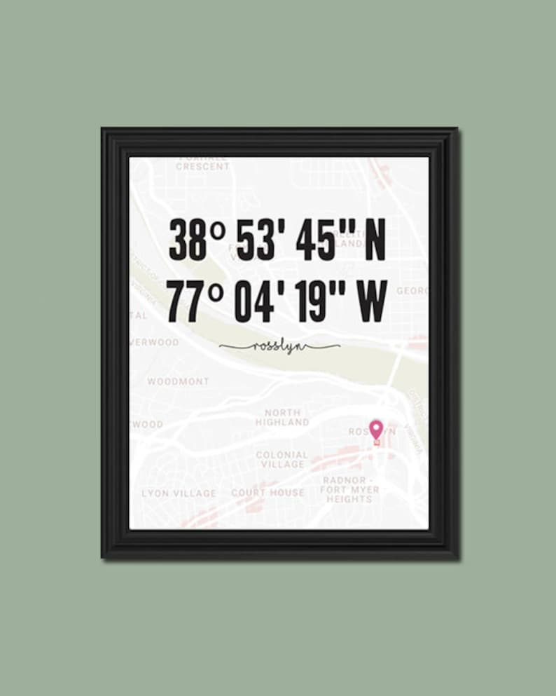 Custom Coordinates & Map Print Latitude and Longitude Home | Etsy