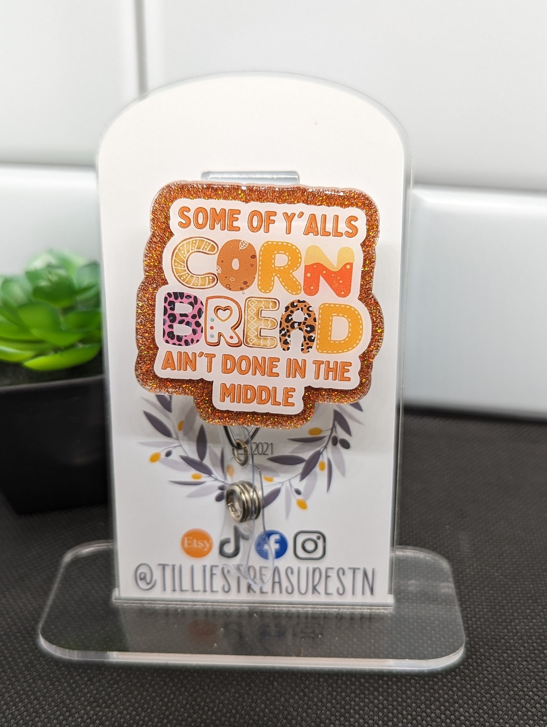 Cornbread Funny Badge Reel, Resin Badge Reel, Interchangeable Badge ...