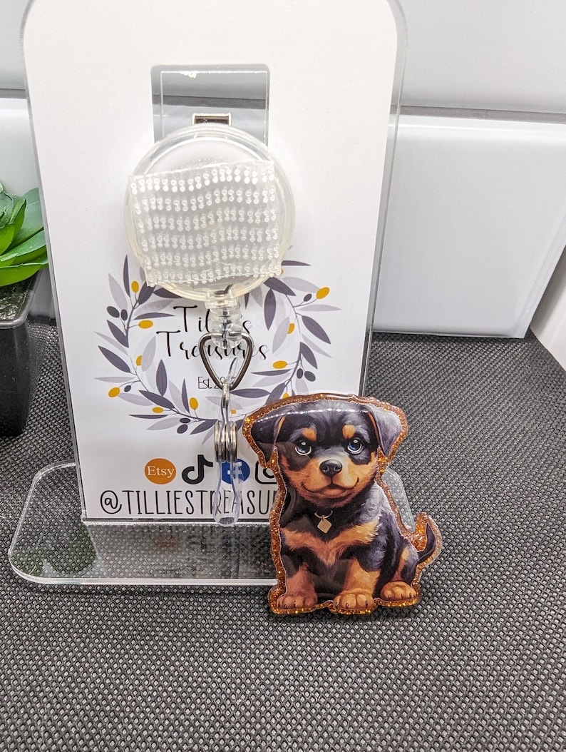 Rottweiler Puppy Badge Reel: Dog Lover Gift - Etsy