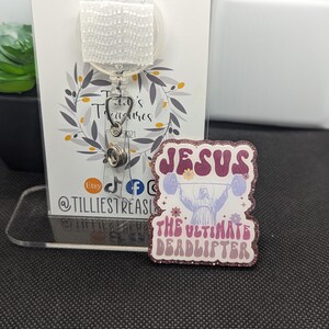 Jesus the Ultimate Deadlifter Badge Reel, Interchangeable Badge Reel ...