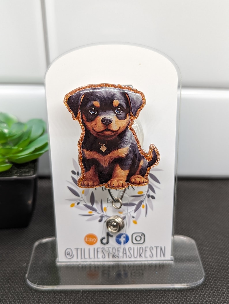 Rottweiler Puppy Badge Reel: Dog Lover Gift - Etsy
