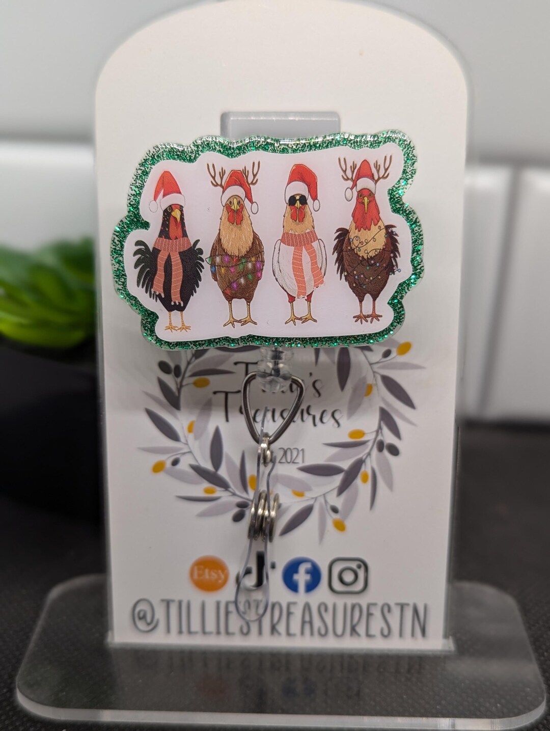 Christmas Chickens Badge Reel: Interchangeable Holiday Badge ...