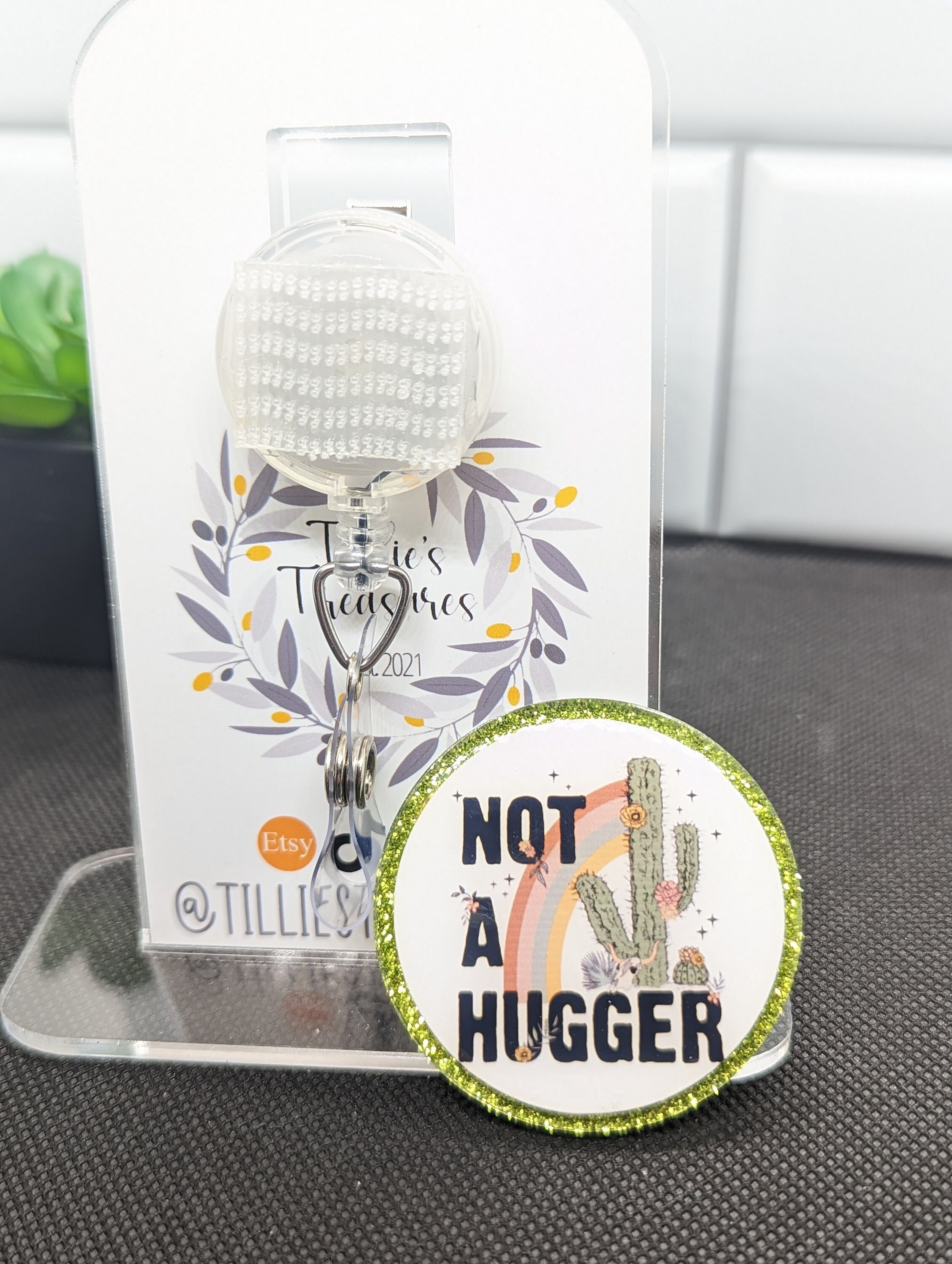 Not a Hugger Resin Badge Reel: Funny Interchangeable Nurse Badge - Etsy