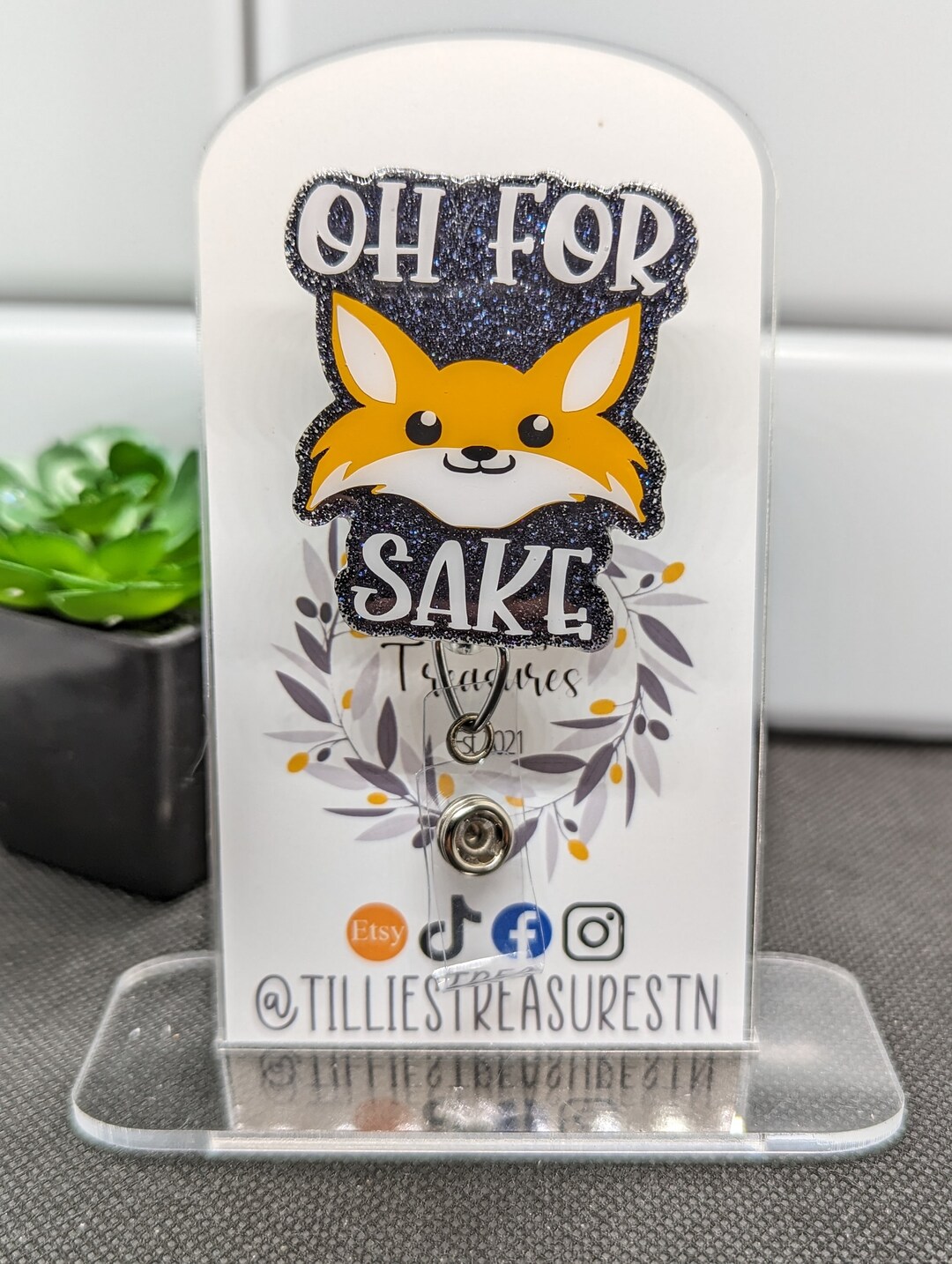 Fox Sake Sarcastic Badge Reel Interchangeable Funny Badge Retractable ...