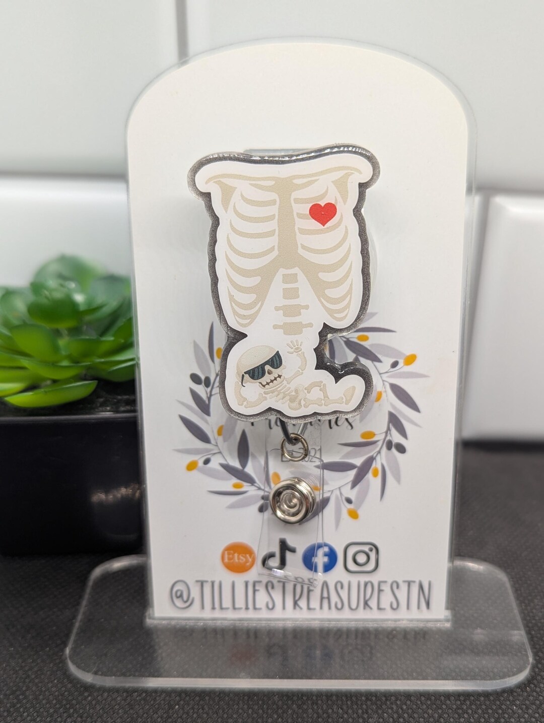 Pregnant Skeleton Badge Reel, X-ray Labor and Delivery Badge Reel, L&D ...