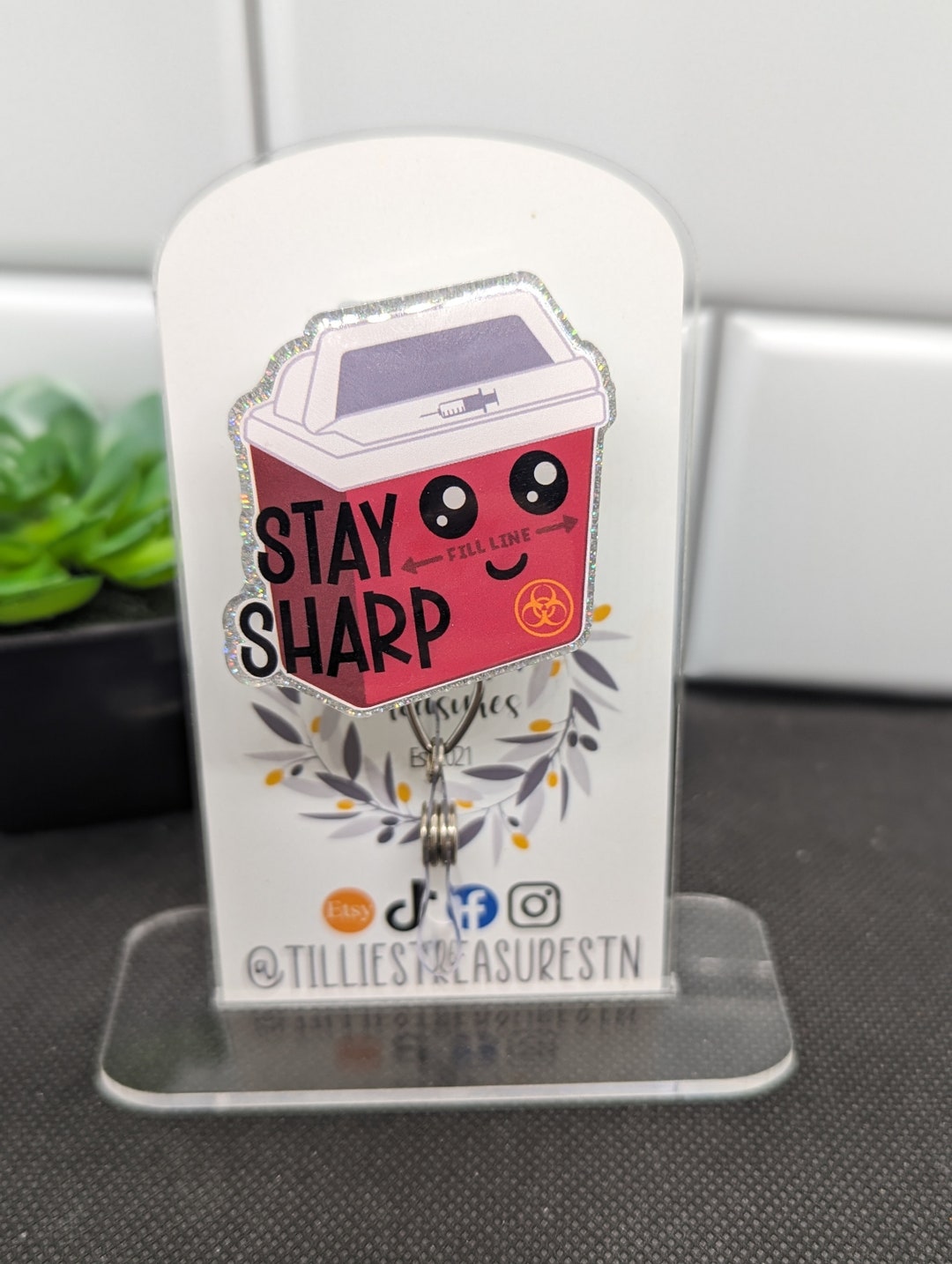 Stay Sharp Funny Badge Reel, Sharps Badge Reel Interchangeable Resin ...
