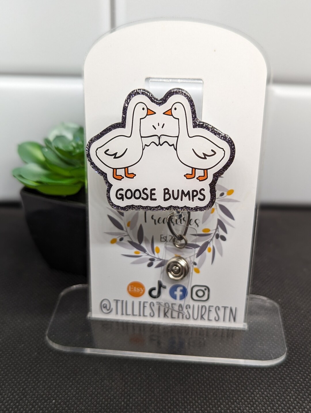 Goosebumps Resin Badge Reel: Interchangeable Funny Goose Badge - Etsy