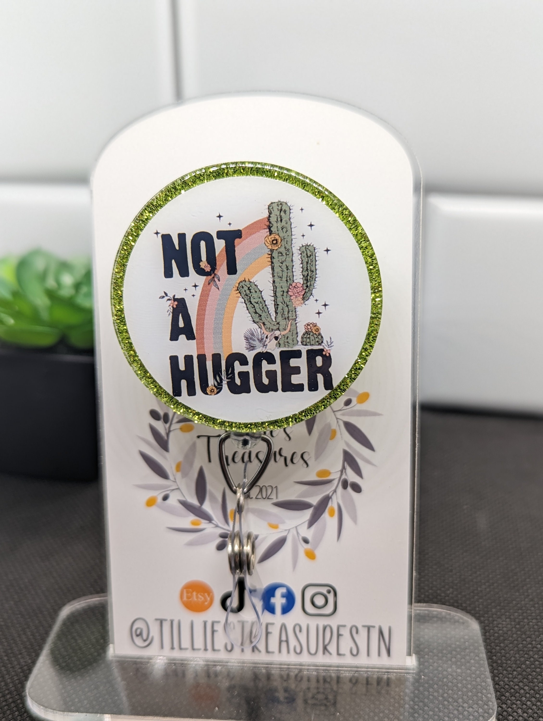 Not a Hugger Resin Badge Reel: Funny Interchangeable Nurse Badge - Etsy
