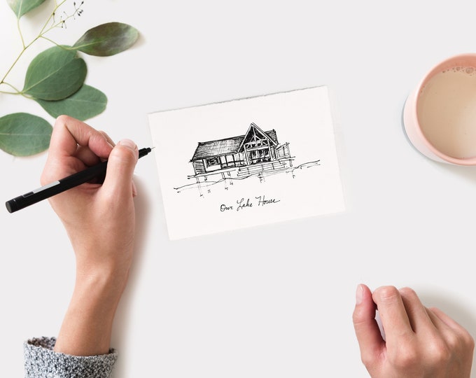 Teeny Tiny House Portrait | Custom Sketch of Your Home | Perfect ...