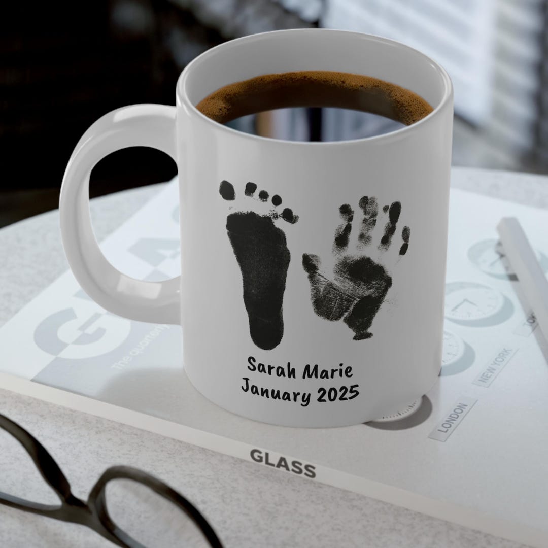 Personalized Jumbo Mug - Baby Handprints - Father's Day Gift - Mother's ...