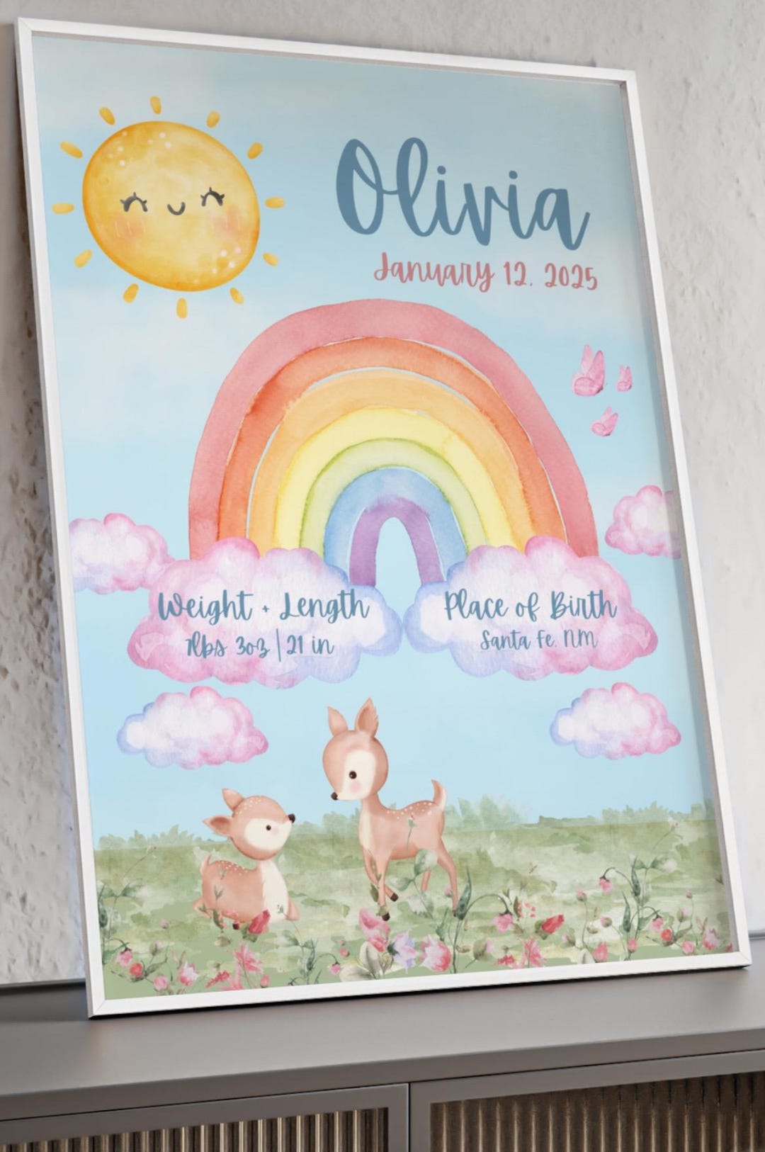 Nursery Wall Art, Custom Baby Poster, Personalized Kids Room Decor ...