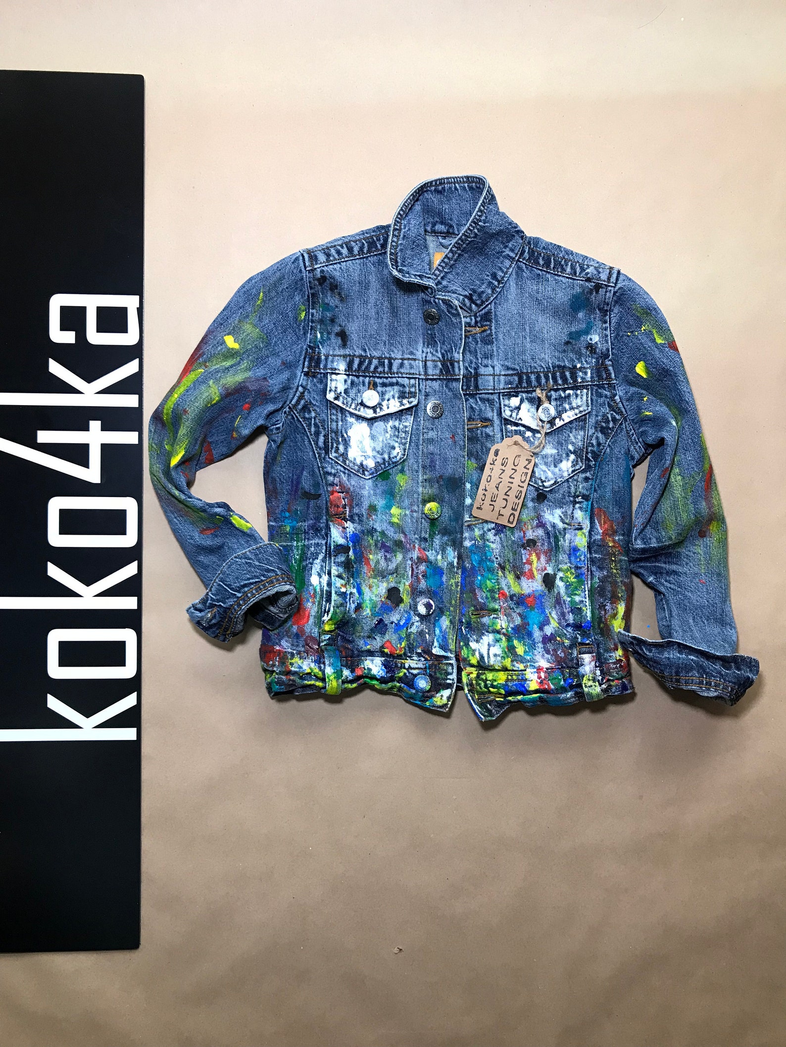 Hand Painted Denim Jacket With Painting Jacket With Art Work on It Art ...