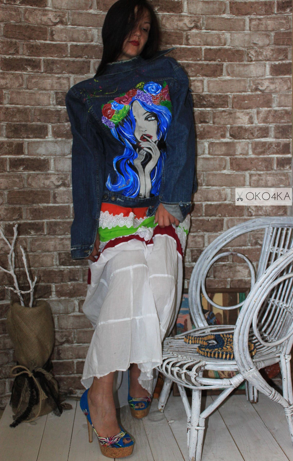 Hand Painted Denim Jacket With Painting Jacket With Art Work - Etsy