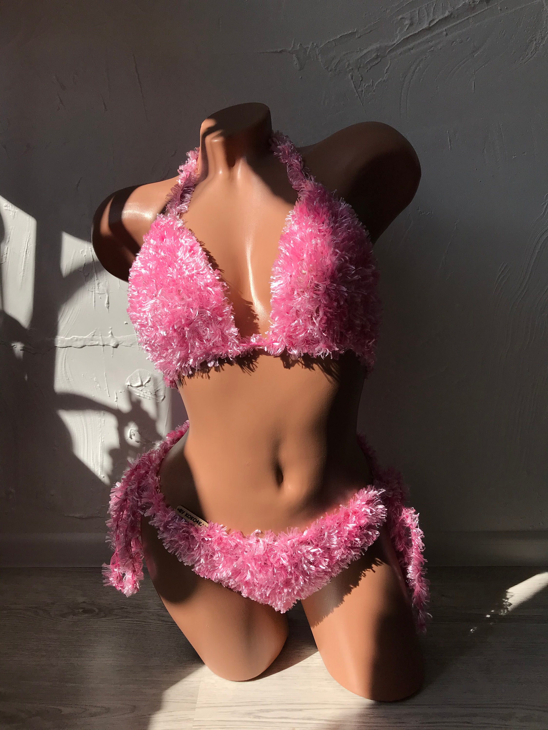 Fluffy Faux Fur Crochet Bra Top Furry Festival Top Beach Etsy