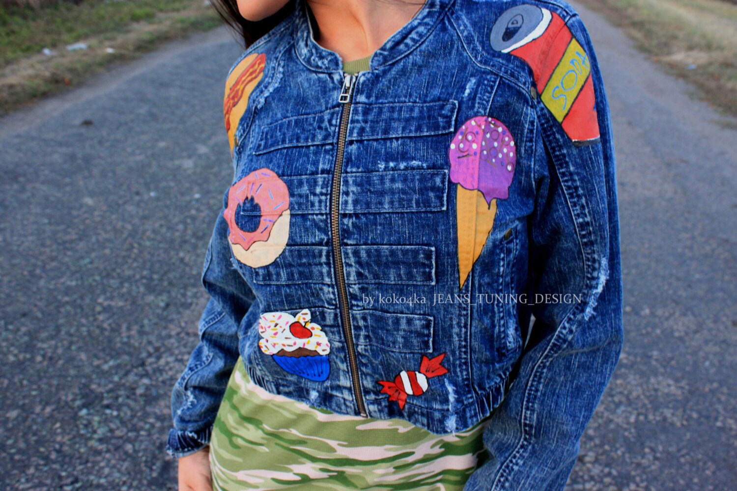 Hand painted denim jacket with painting jacket with art work | Etsy