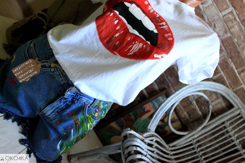 Lips on Clothes Hand-painted Jacket Sexy Lips Lips on T-shirt - Etsy