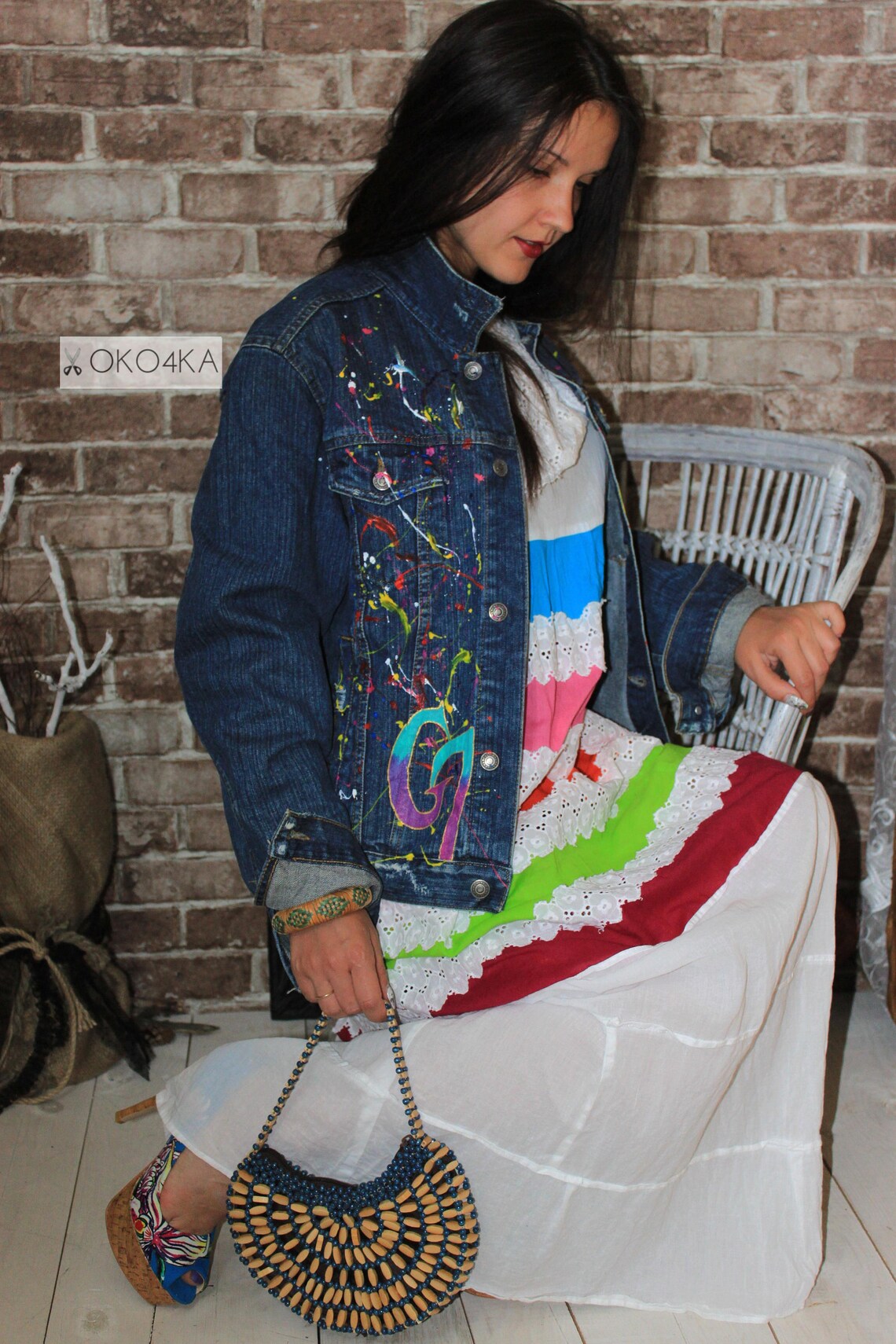 Hand Painted Denim Jacket With Painting Jacket With Art Work - Etsy