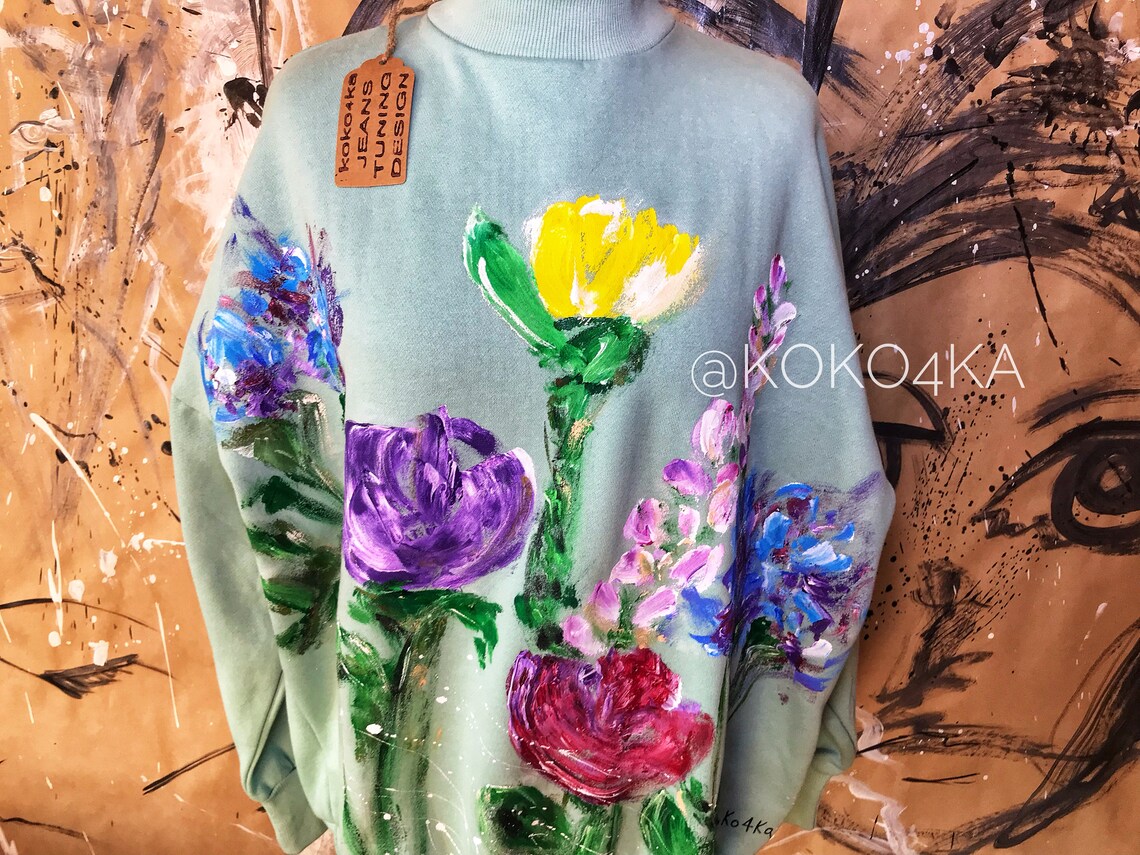 Sweatshirt with art work on it Art on sweatshirt Gift | Etsy