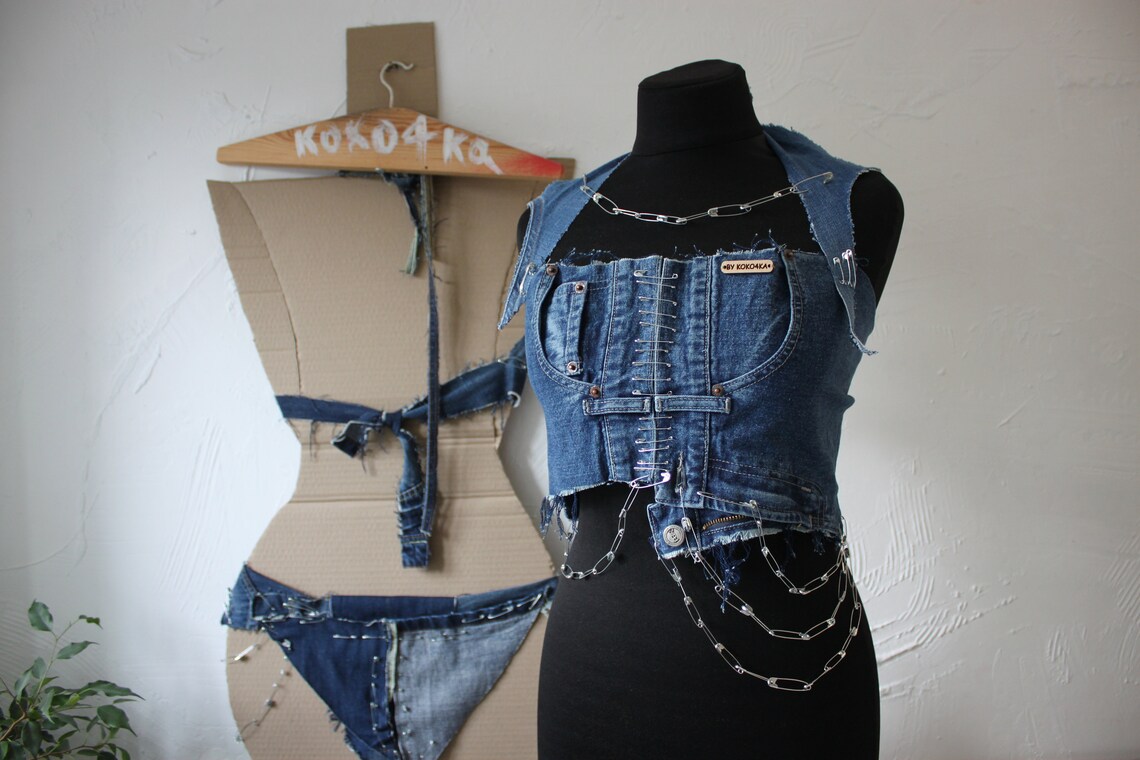 Upcycled Denim Bra Recycled Top Recycled Jeans LEVIS Bra - Etsy