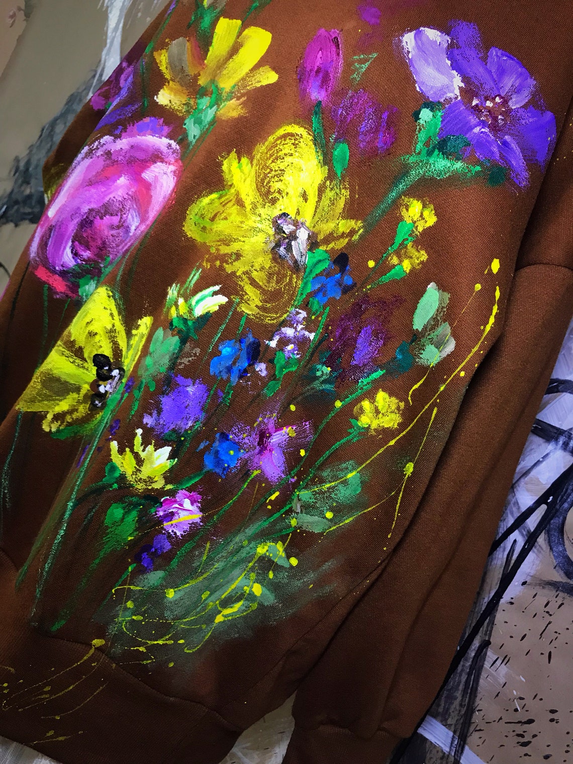 Sweatshirt with art work on it Art on sweatshirt Gift | Etsy