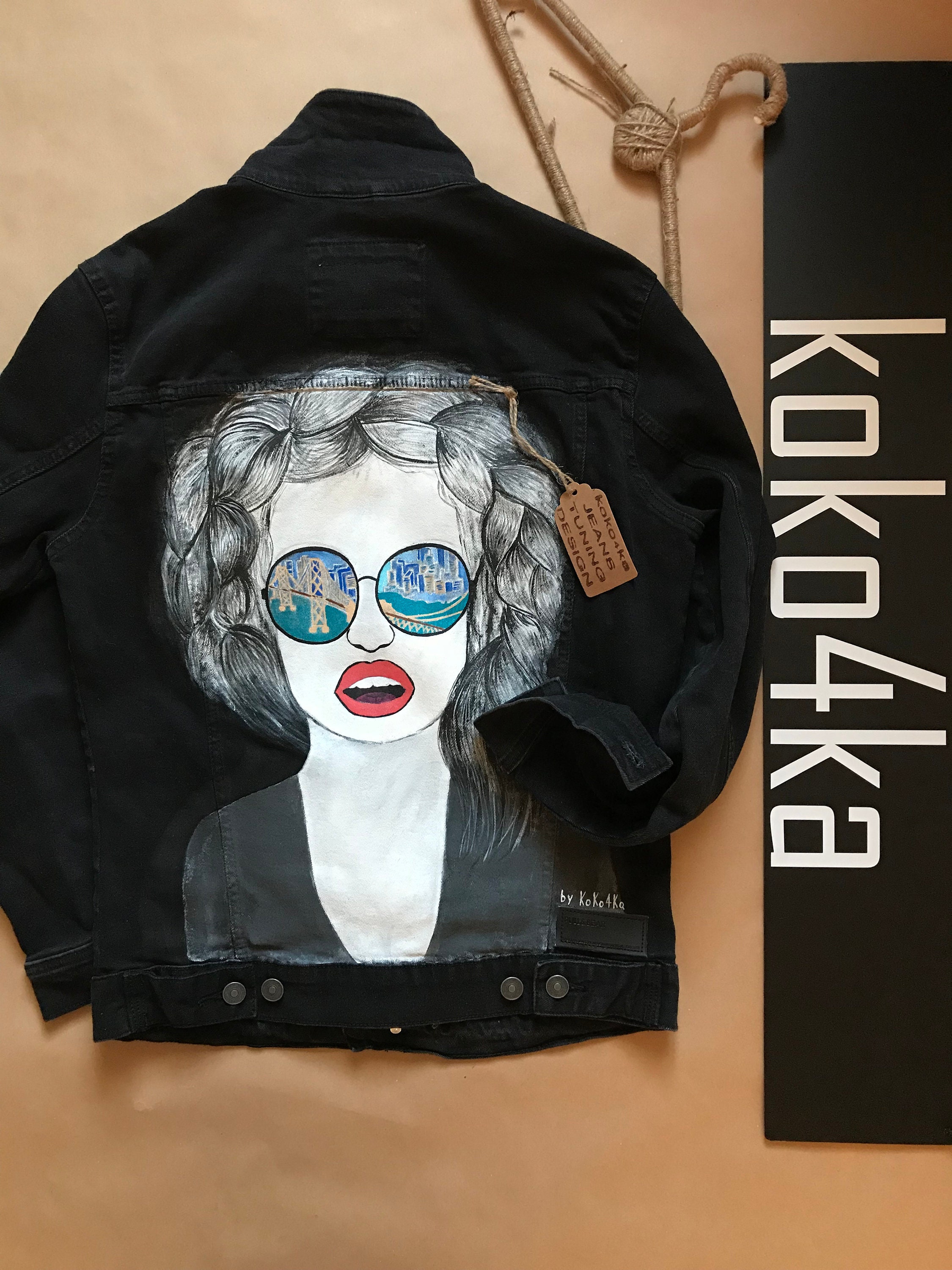 Unisex clothes Custom denim jacket Hand painted denim Unique | Etsy