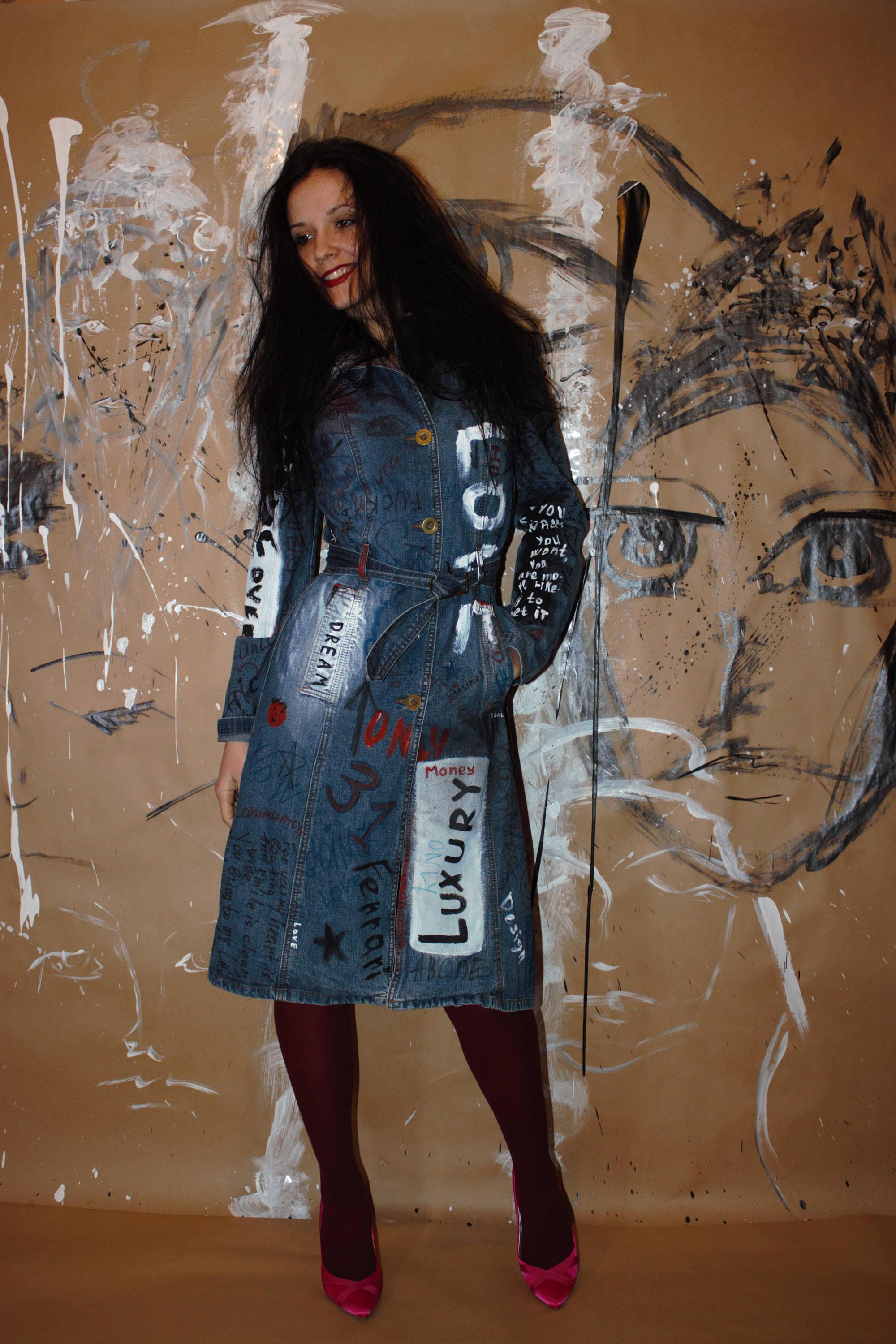 Denim coat jacket coat graffiti clothing jeans coat | Etsy