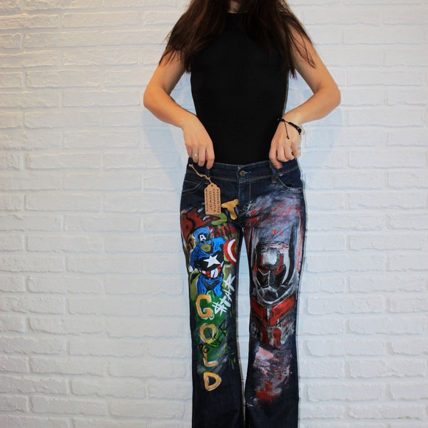 Hand Painted Jeans - Etsy