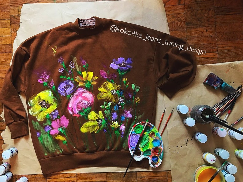 Sweatshirt With Art Work on It Art on Sweatshirt Gift Excellent Poppies ...