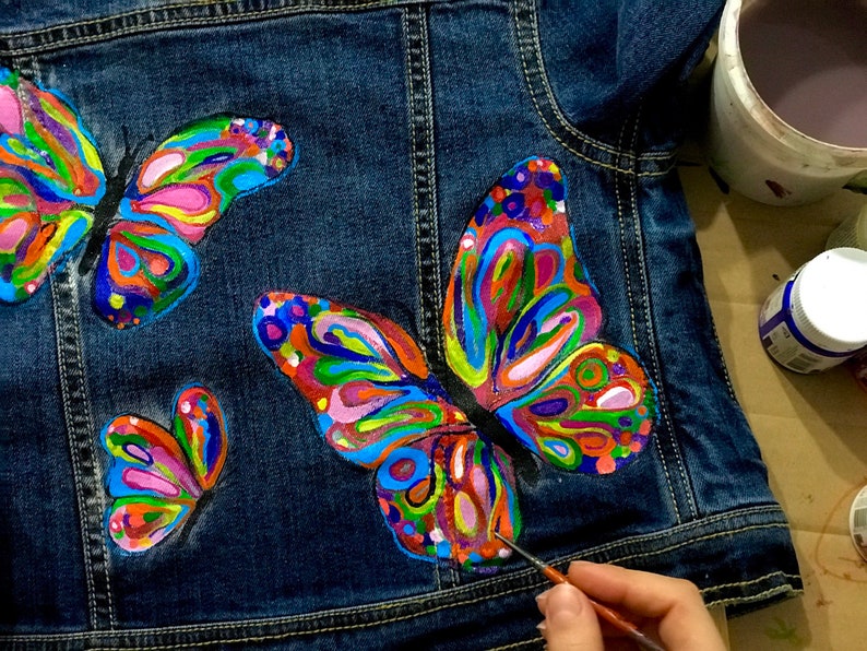Handpainted Denim Jacket Painting Jacket With Art Work on Art - Etsy