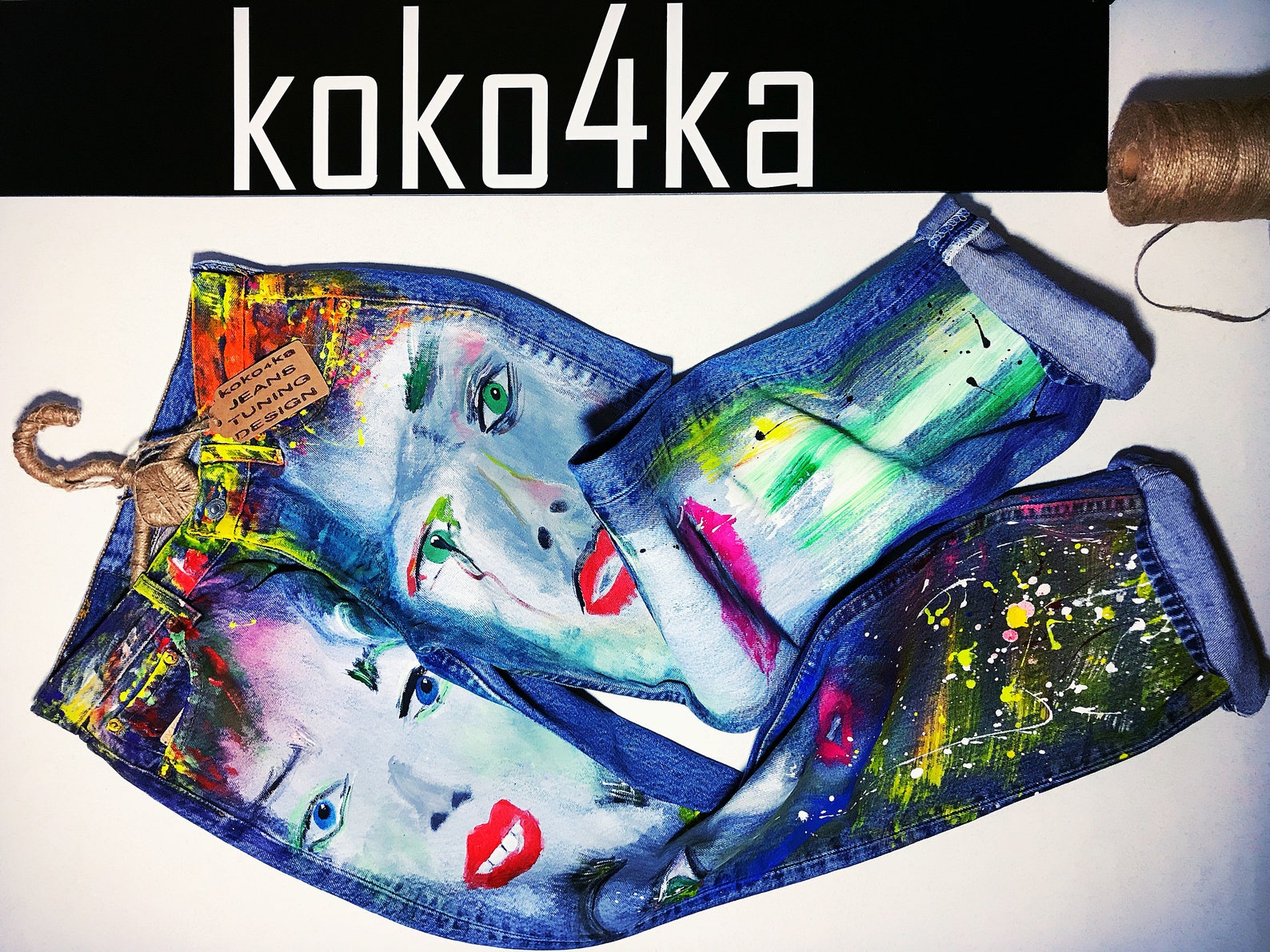 Jeans With Hand-painted Art on Jeans Portrait Women's - Etsy