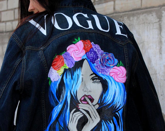 Hand Painted Denim Jacket With Painting Jacket With Art Work | Etsy