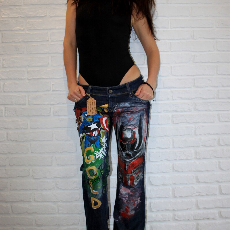 Hand Painted Jeans - Etsy