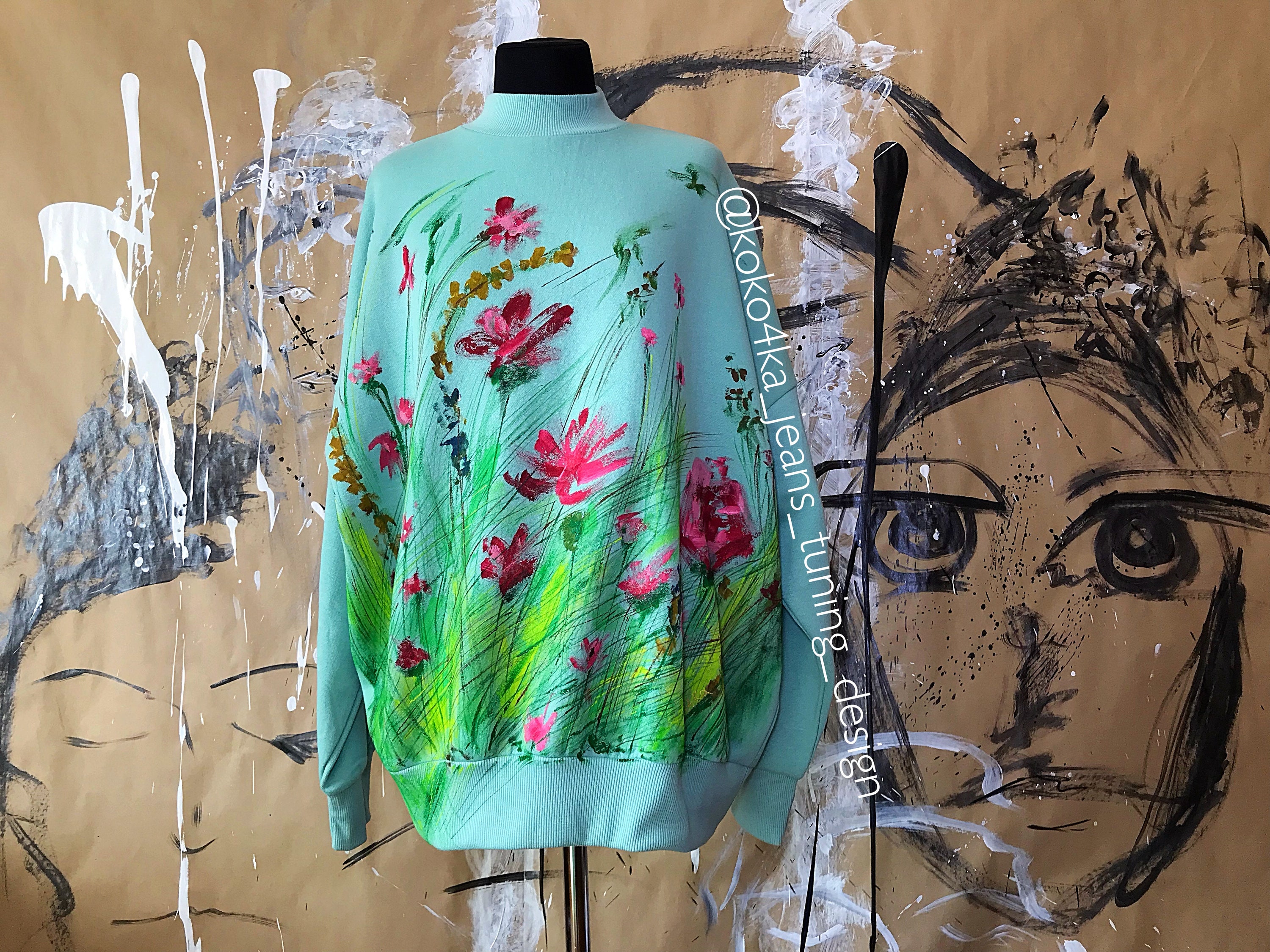 Sweatshirt With Art Work on It Art on Sweatshirt Gift Excellent Poppies ...