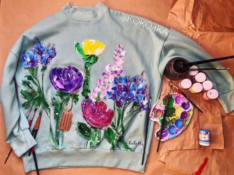Sweatshirt With Art Work on It Art on Sweatshirt Gift Excellent Poppies ...