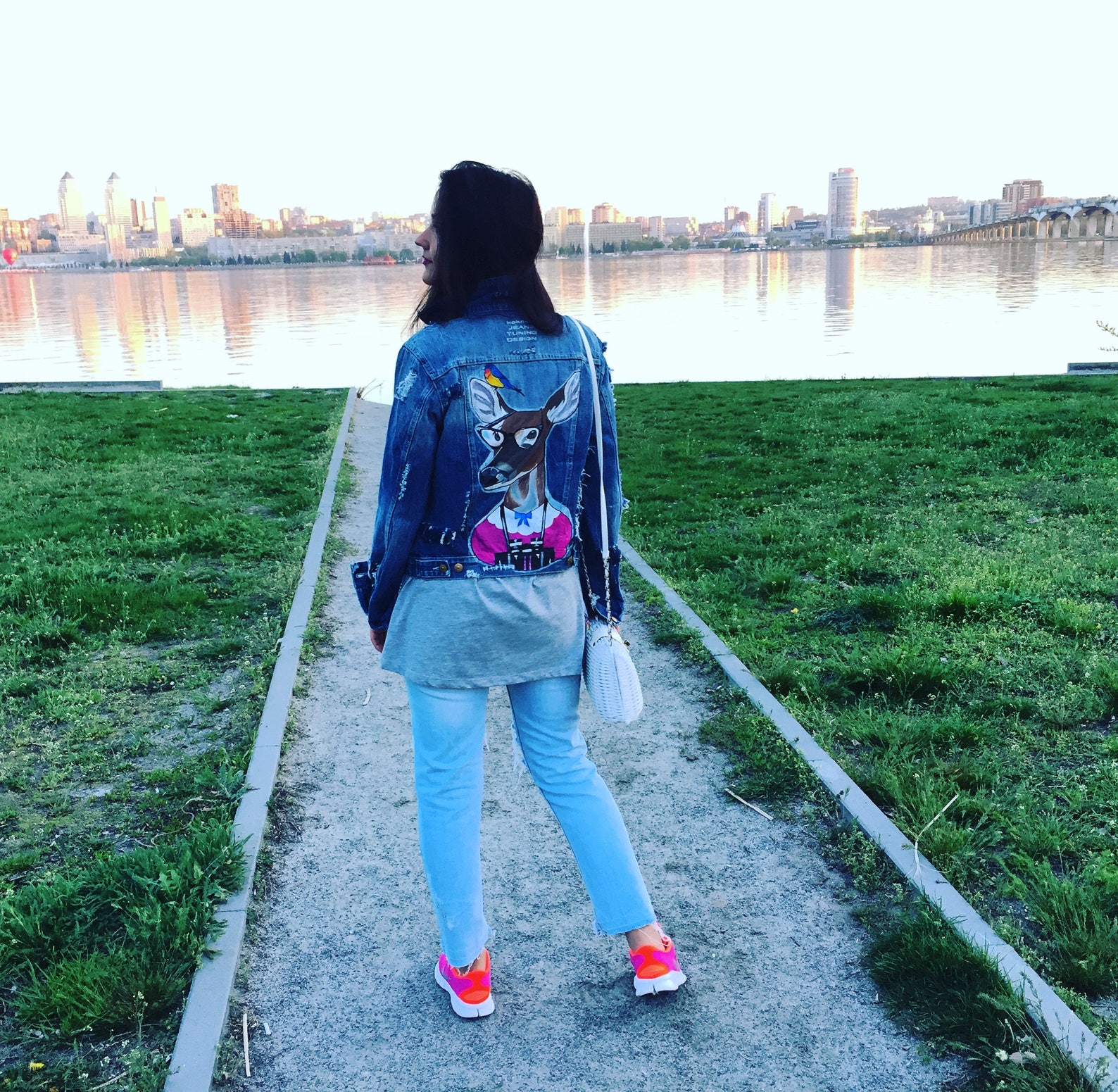 Hand Painted Denim Jacket Jacket Art Work on It Art on Denim Denim Jean ...