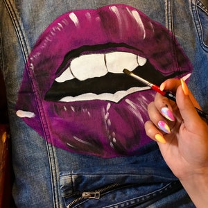 Lips on Clothes Hand-painted Jacket Sexy Lips Lips on T-shirt Lips on ...