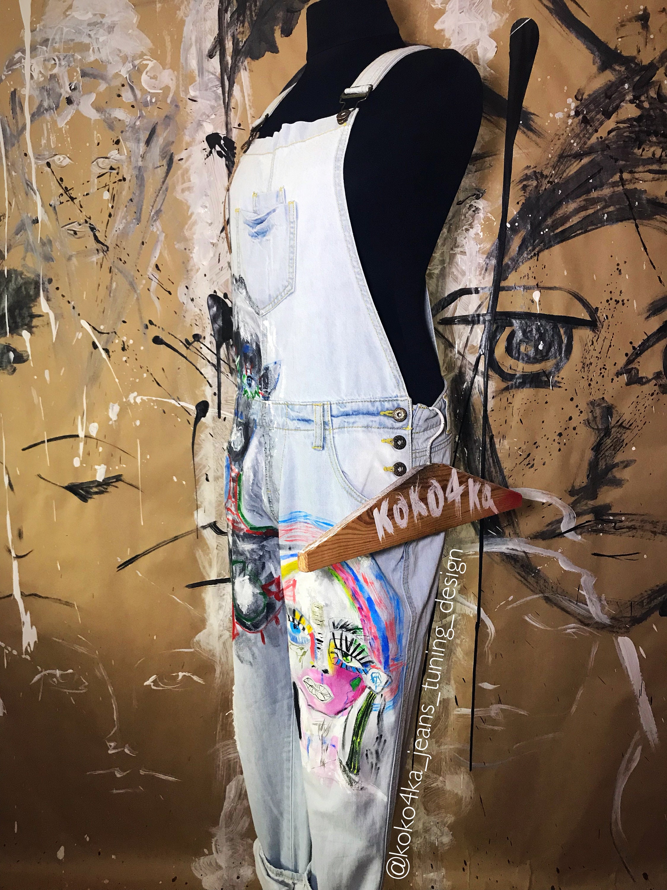Graffiti Overalls Boho Overalls Hand Painted Overalls Painted Overalls ...